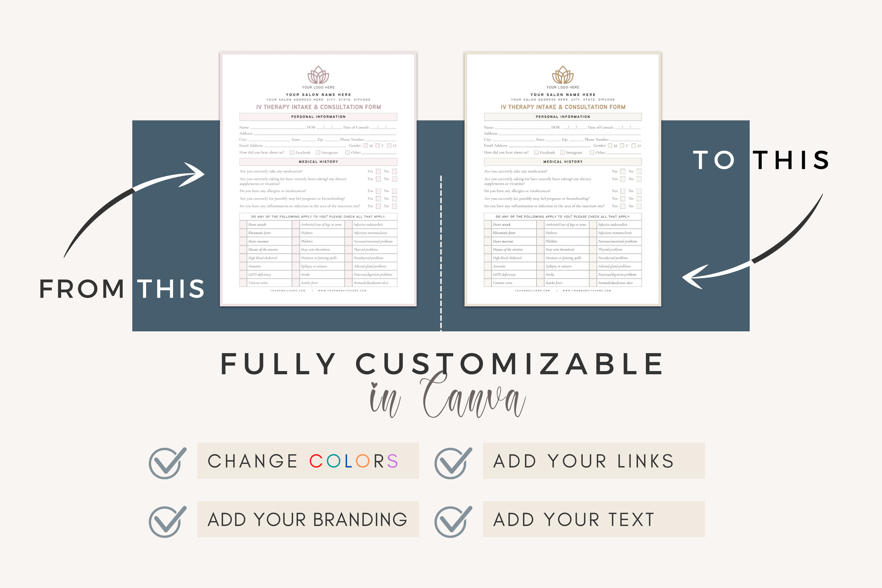 IV Hydration Consent Form | Canva Templates | IV Therapy Intake Form ...