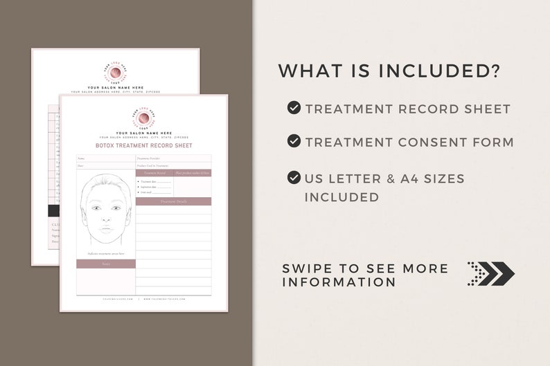 Botox Injection Treatment Record Form Canva Templates Salon Business ...