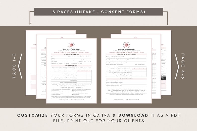 Yoni Steam vsteam Intake Form Canva Templates Spa Intake Form ...