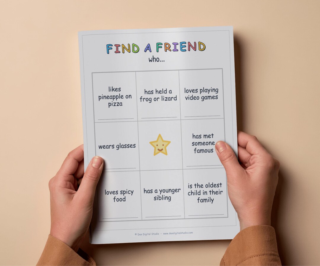 Find a Friend Bingo Printable | Back to School Icebreaker Game ...
