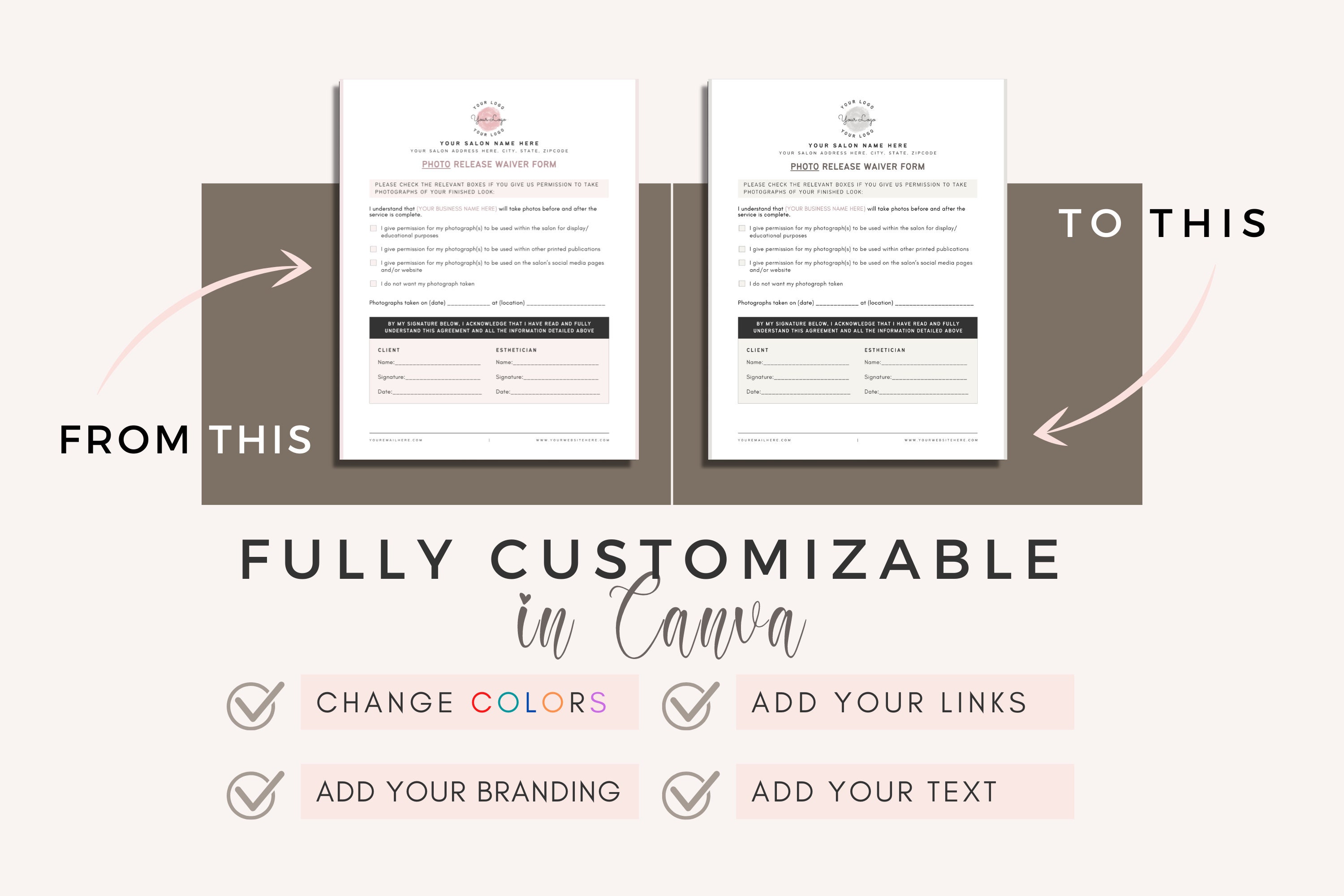 Photo or Video Release Form Photo Waiver Editable Canva - Etsy