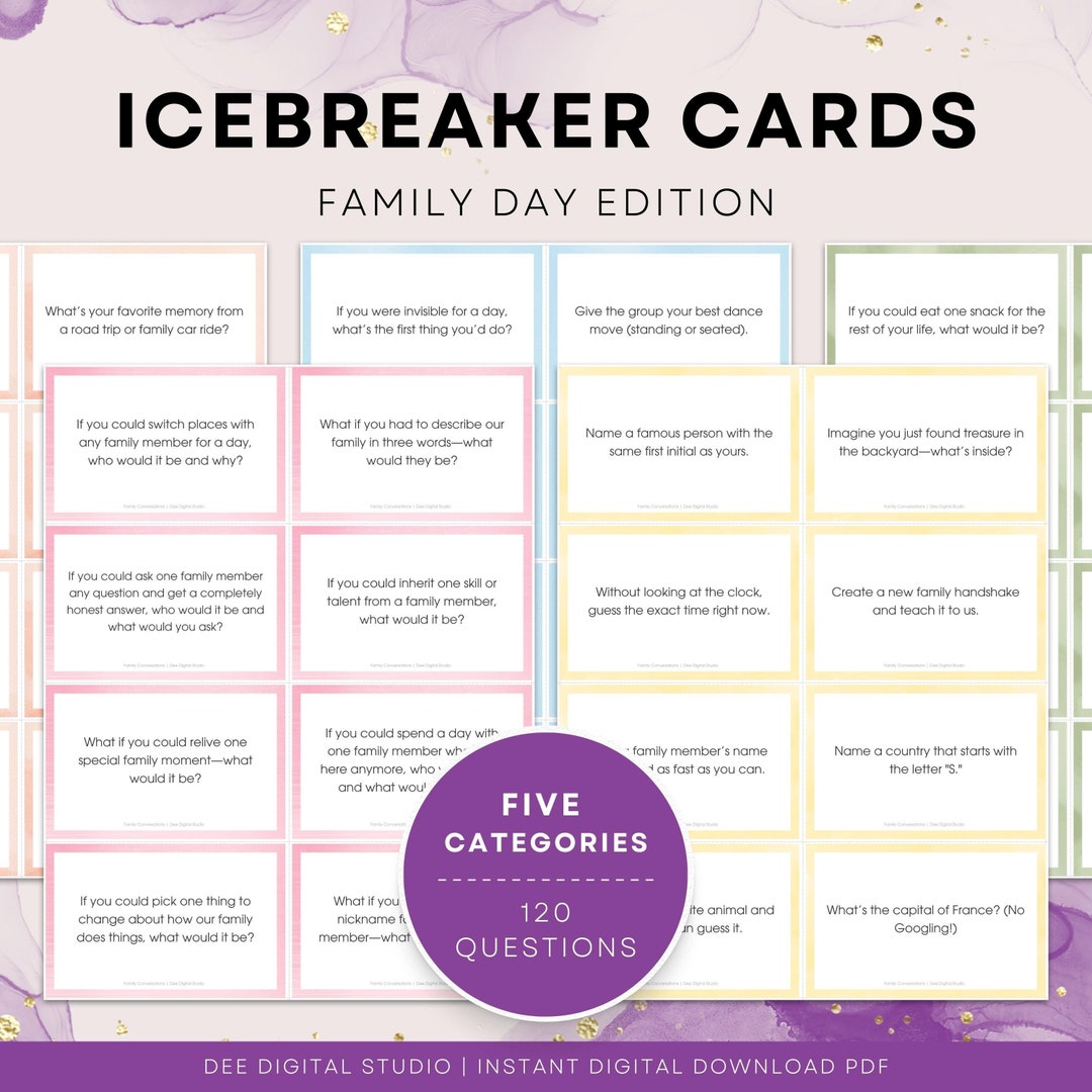 Family Conversation Starter Cards, Icebreaker Conversation Cards ...