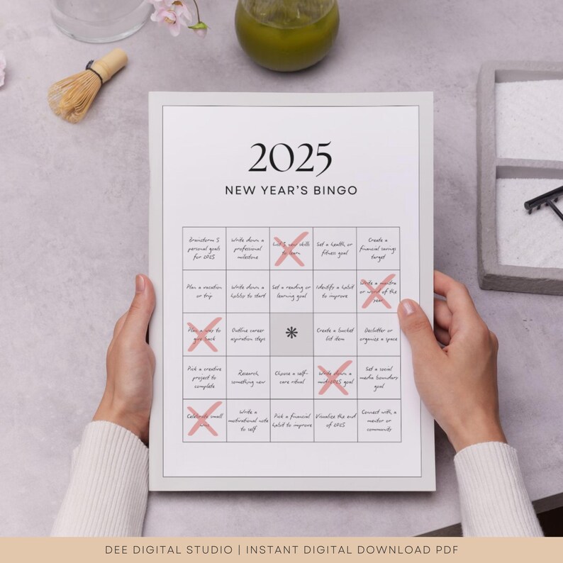 2025 Bingo Card, New Year Bingo Card, 2025 Goal Setting Vision Board ...