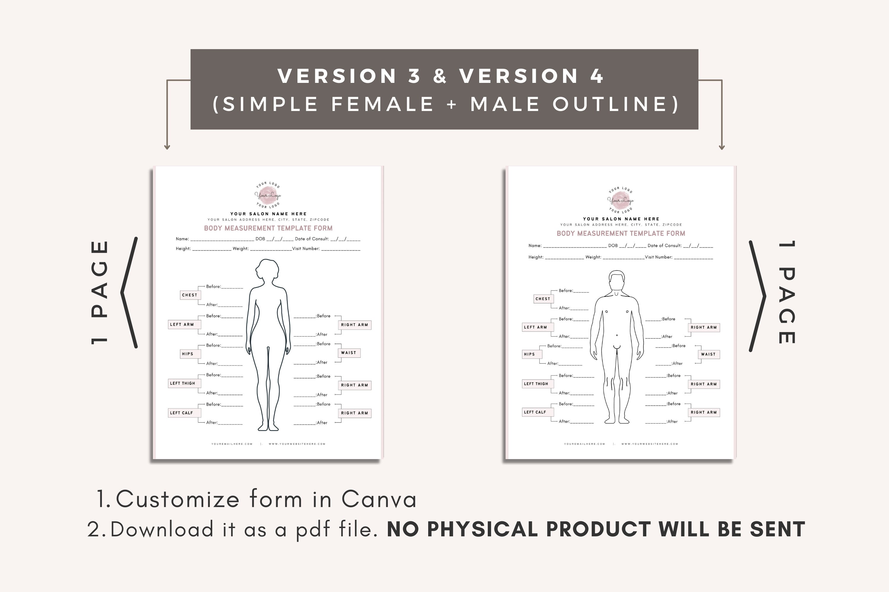 Body Measurement Form Client Body Measurement Intake Canva Templates ...