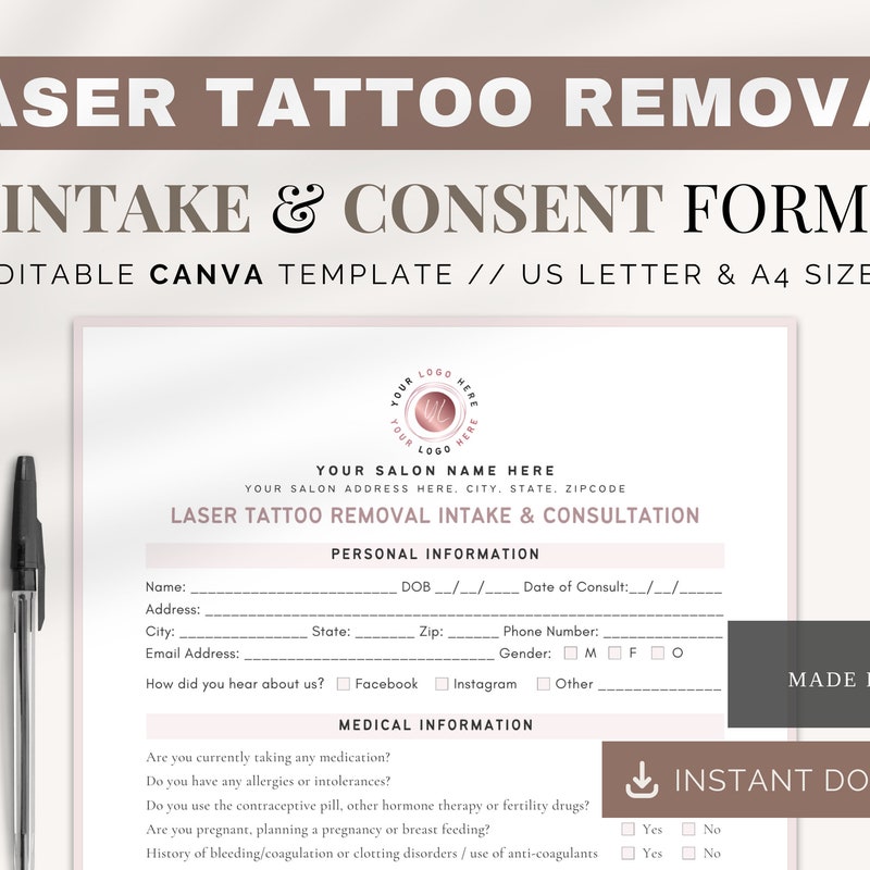 Tattoo Removal Consent Form - Etsy