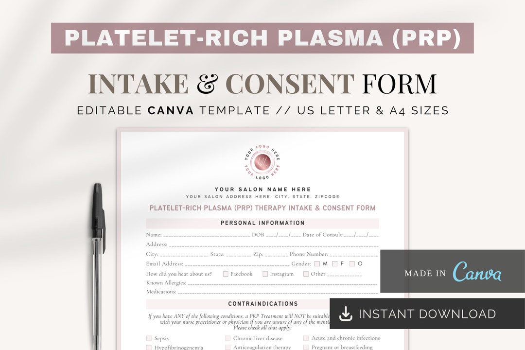 Platelet-rich Plasma (PRP) Therapy | Practitioner Forms | Esthetician ...