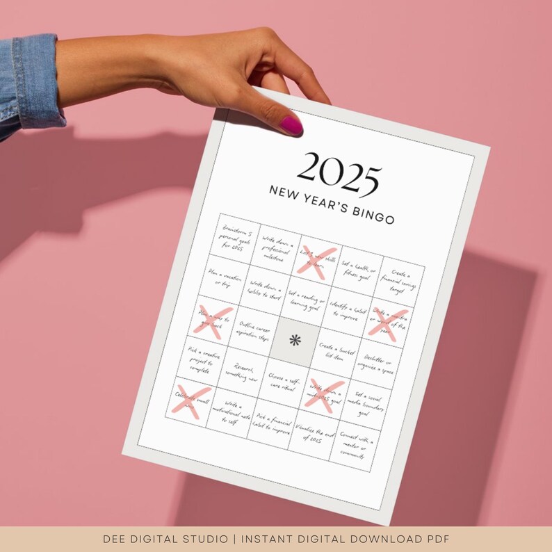 2025 Bingo Card, New Year Bingo Card, 2025 Goal Setting Vision Board ...