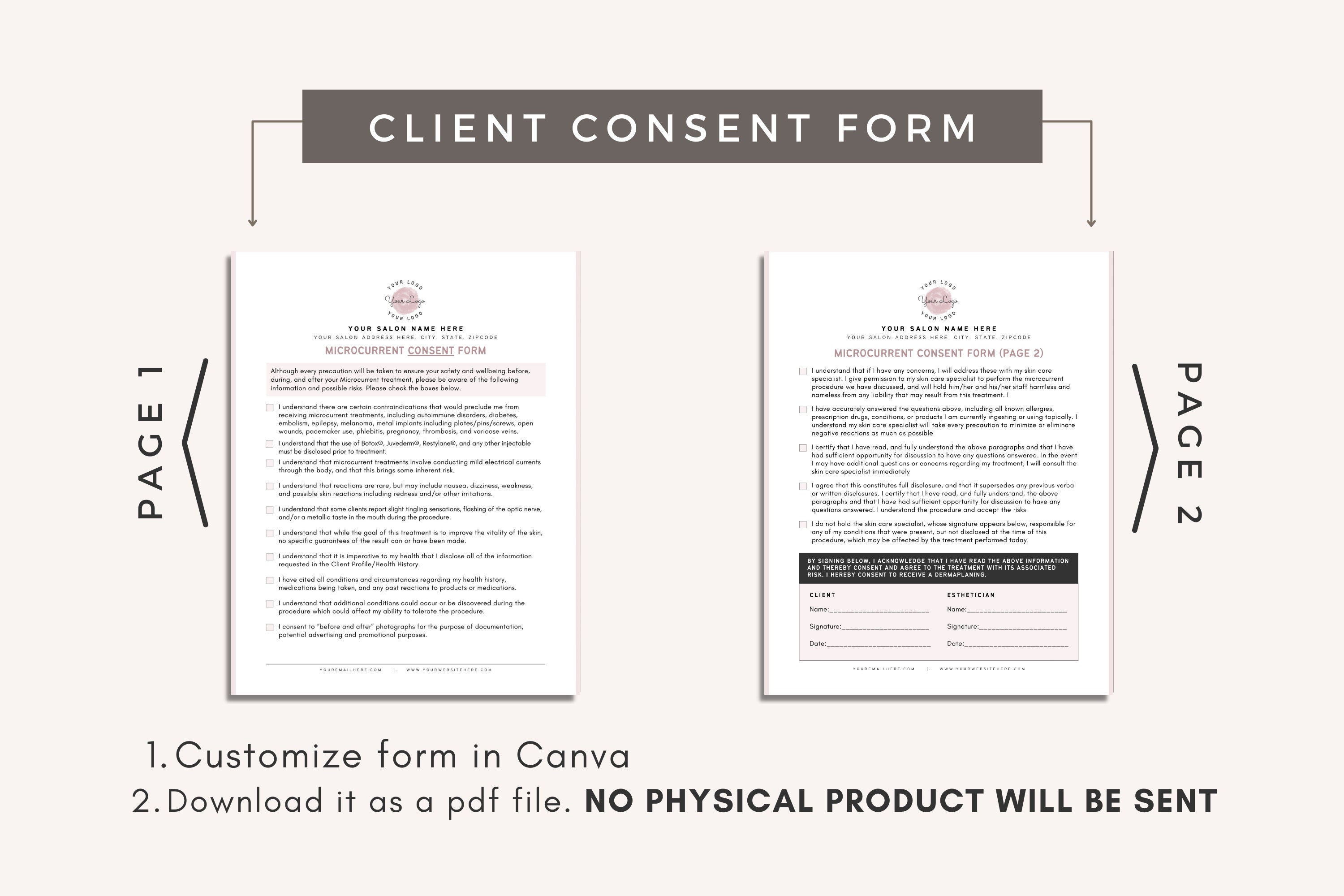 Microcurrent Intake & Consent Form Editable Canva Templates Advanced ...