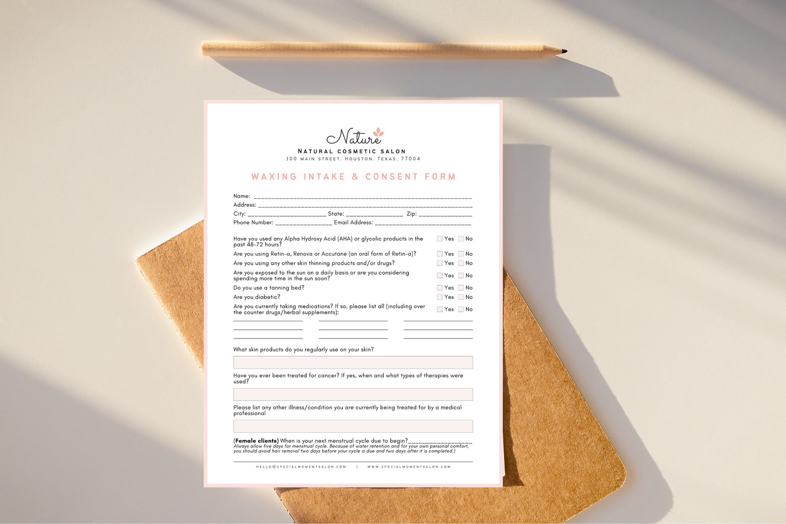 Waxing Client Intake Form: Esthetician Consent Template (canva Editable ...