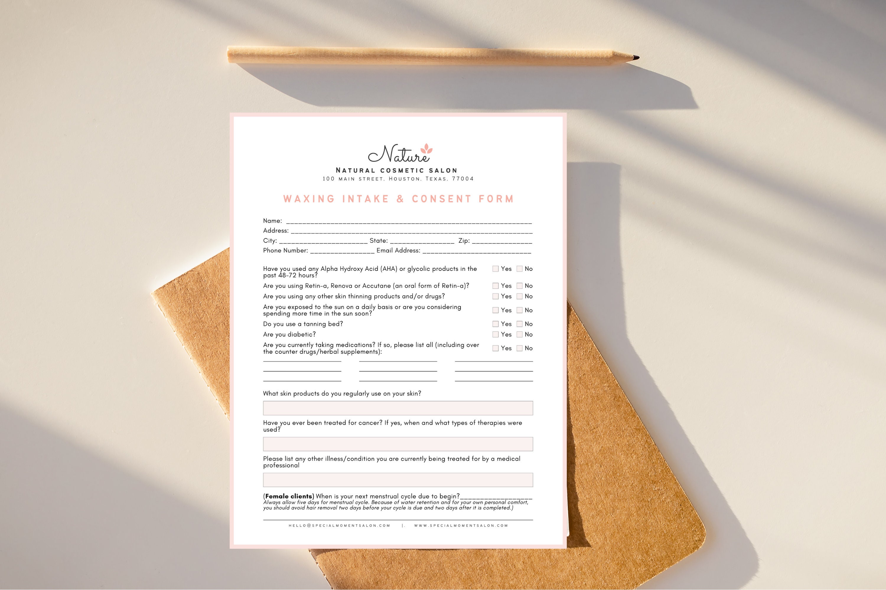 Waxing Client Intake Form: Esthetician Consent Template (canva Editable ...
