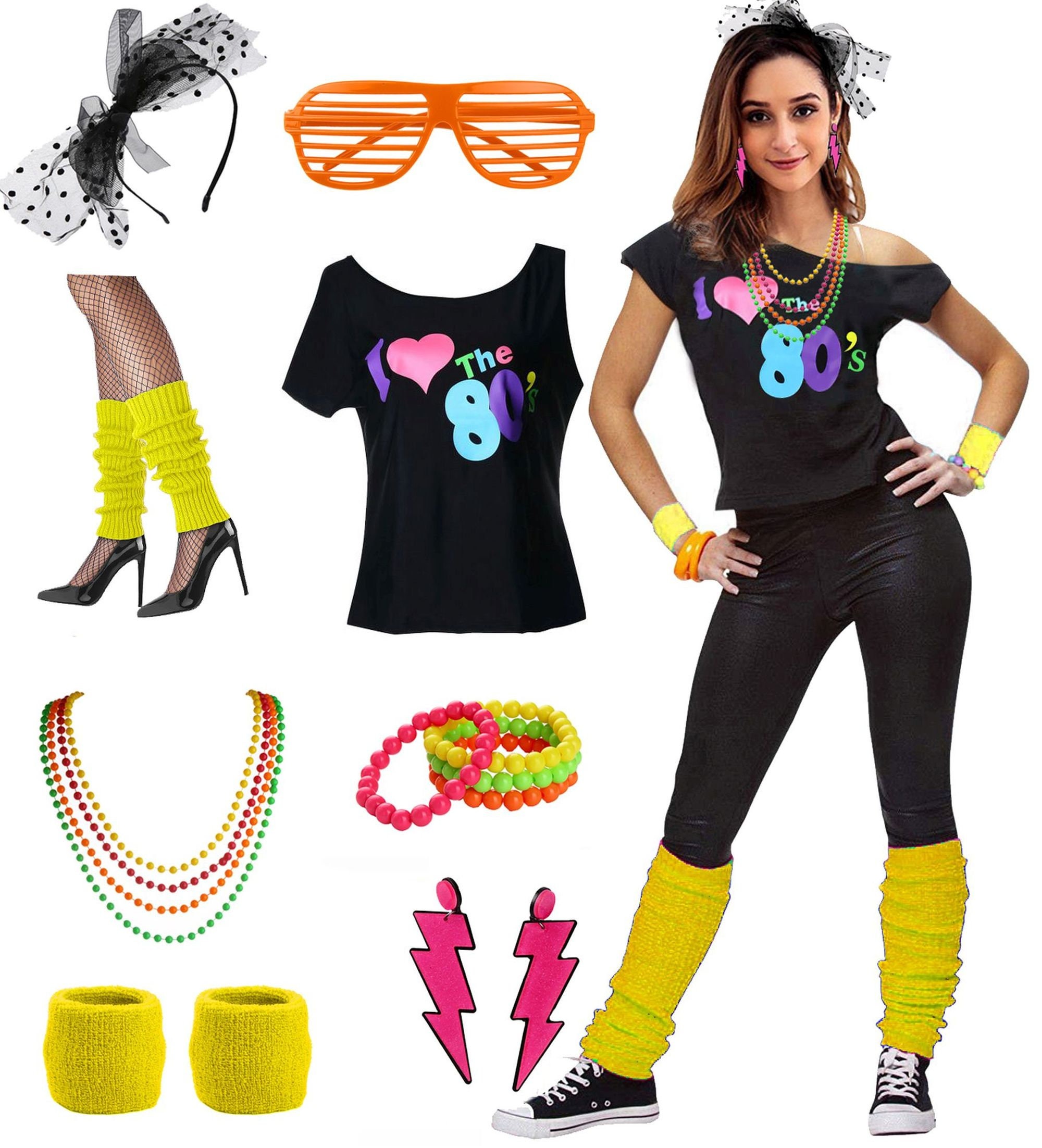 Accesorios para disfraz de mujer I Love the 80's Disco 80s - Etsy México