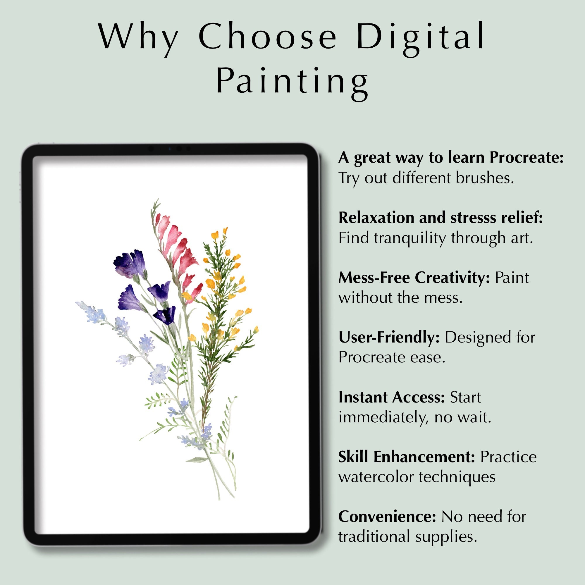 Digital Painting Kit for Procreate, Wild Flowers, Digital Download - Etsy