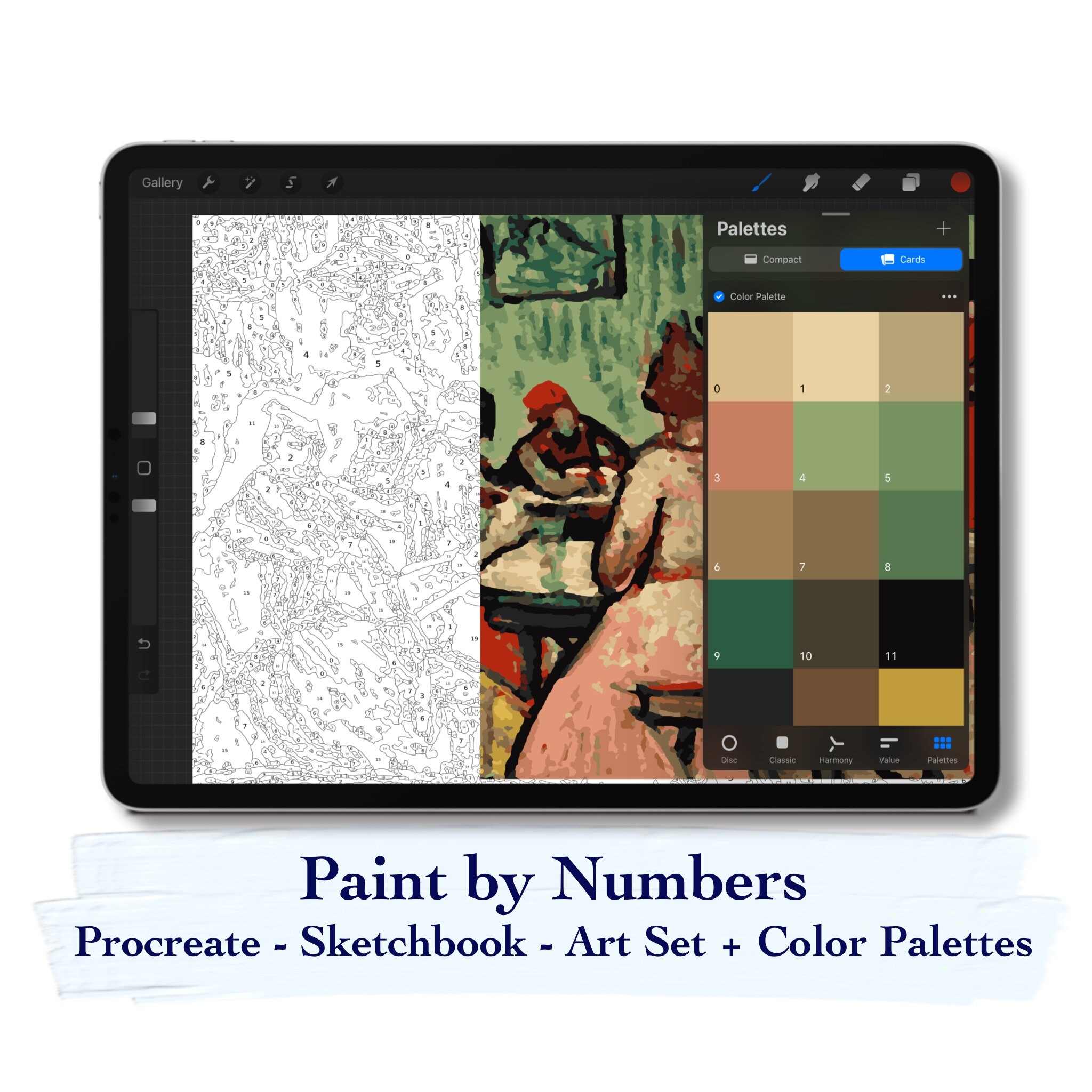 Paint by Number Kit Digital Procreate Sketchbook and Art Set - Etsy UK