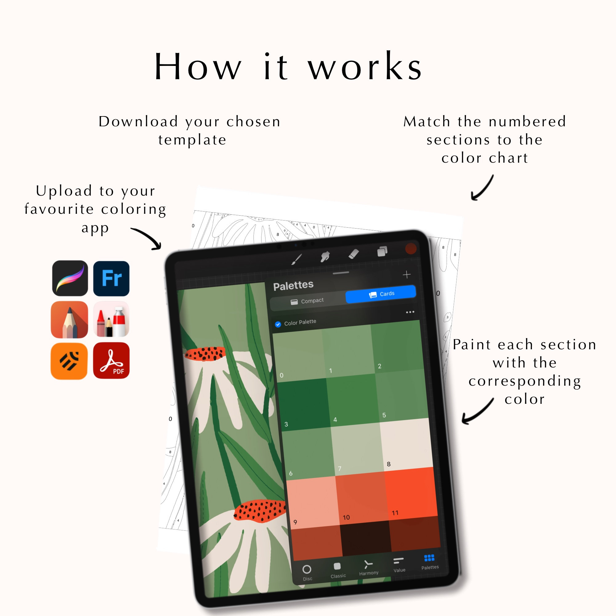 Paint by Number Kit Digital, Procreate, Fresco, Sketchbook, Art Set ...
