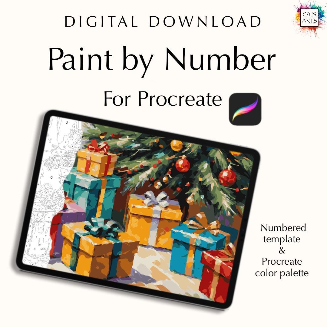 Christmas Presents Paint by Number Digital Kit for Procreate – Festive ...