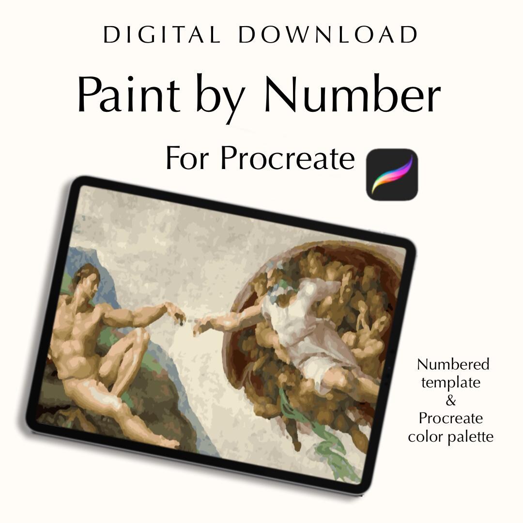 Michelangelo Creation of Adam– Digital Paint by Numbers Kit for ...