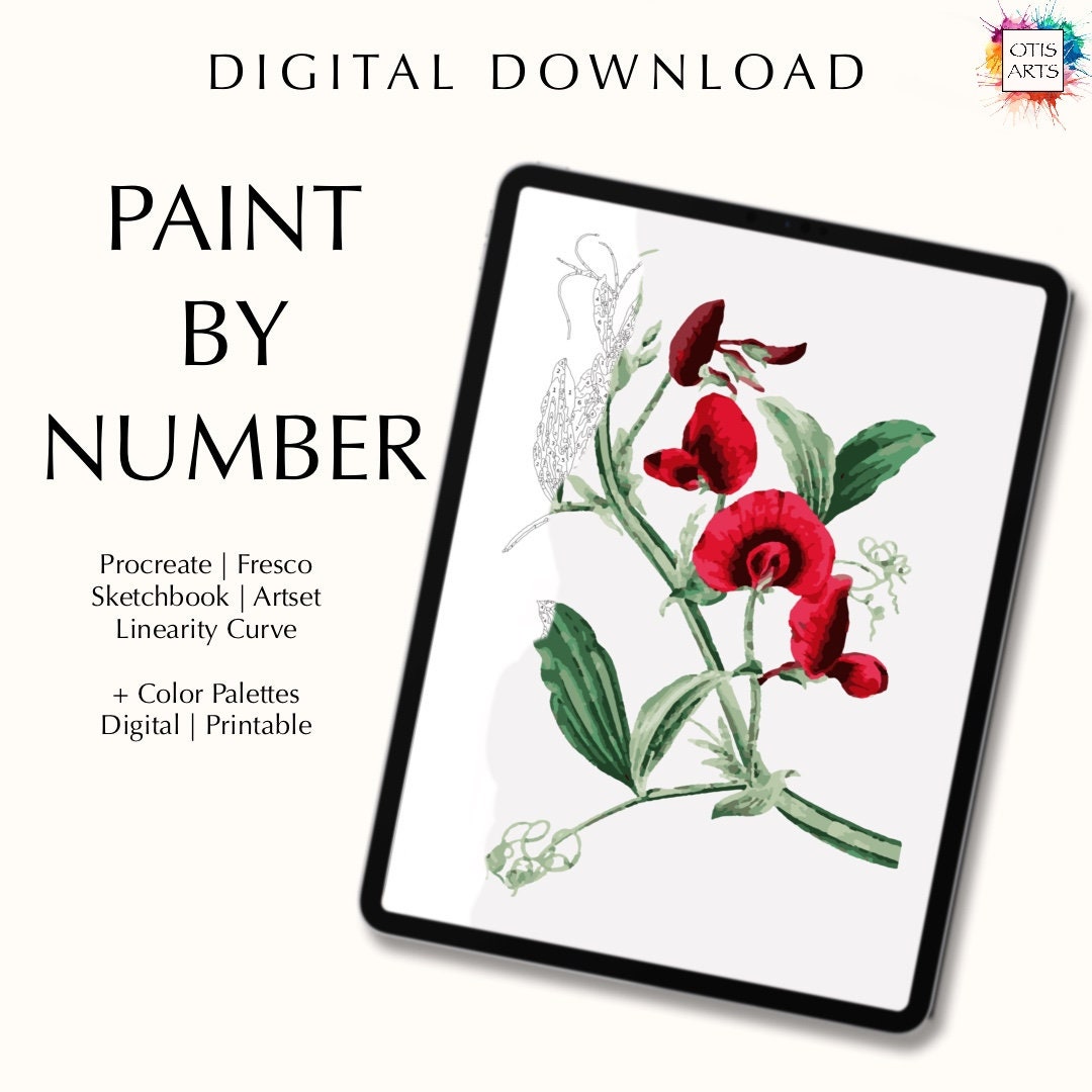 Paint by Number Kit Digital, Procreate, Sketchbook and Art Set ...