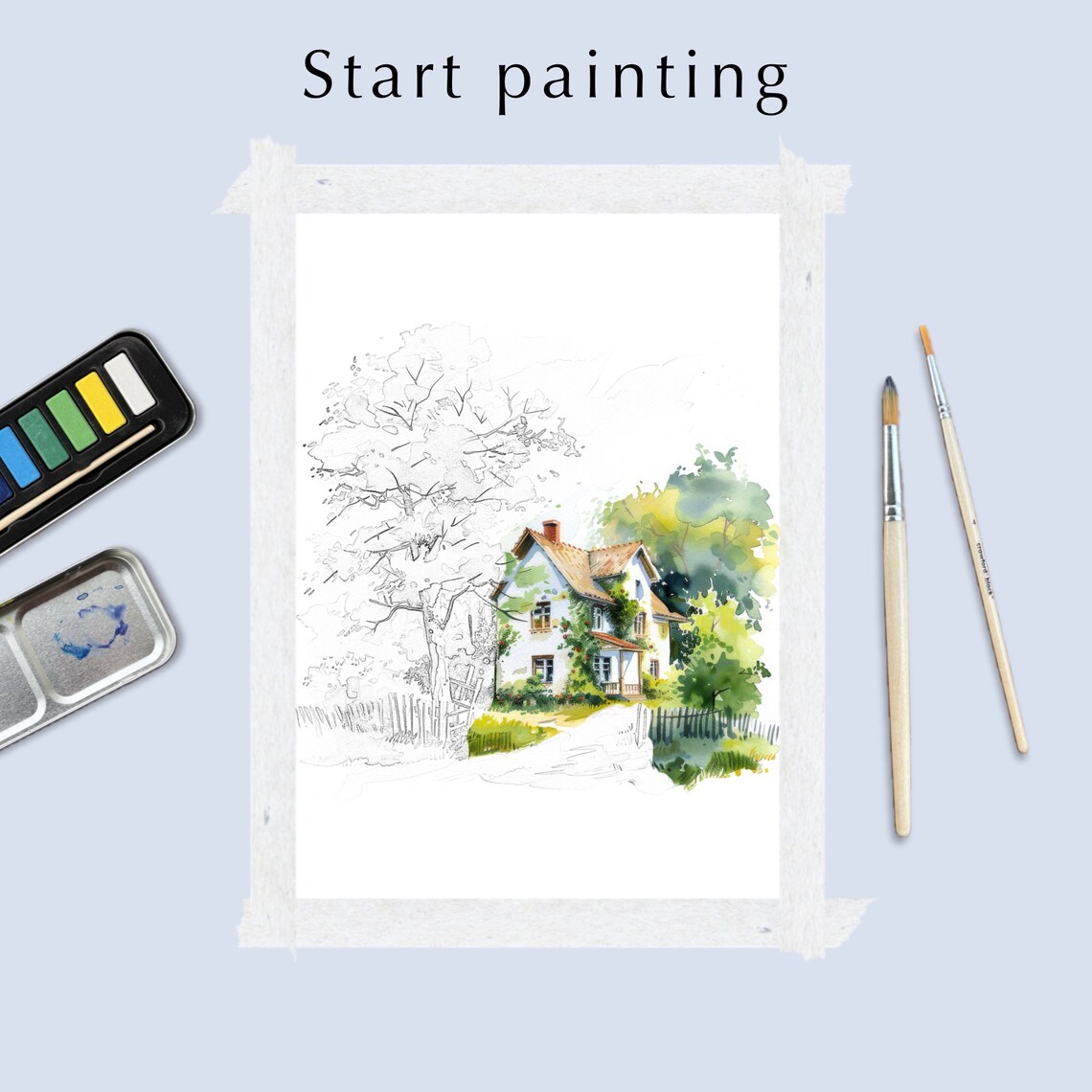 Cosy Cottage, Outline Drawing, PDF Digital Download for Coloring or ...