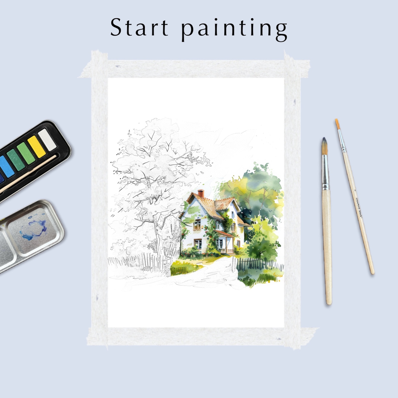 Cosy Cottage, Outline Drawing, PDF Digital Download for Coloring or ...