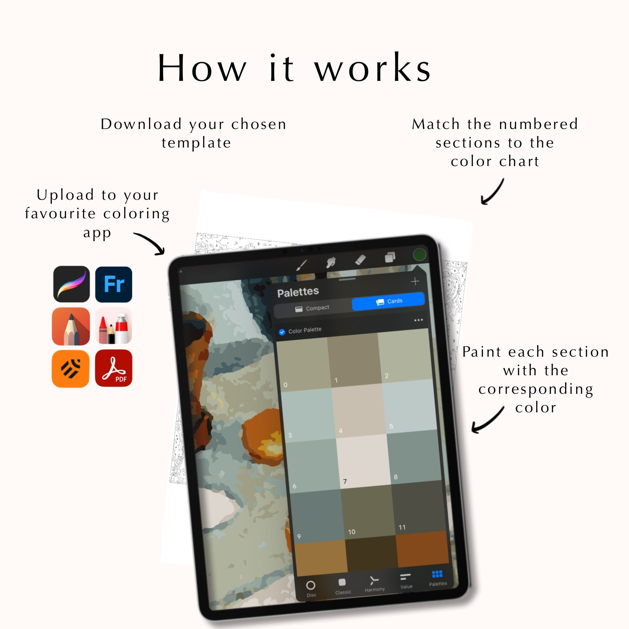 Paint by Number Kit Digital Procreate Fresco Sketchbook - Etsy