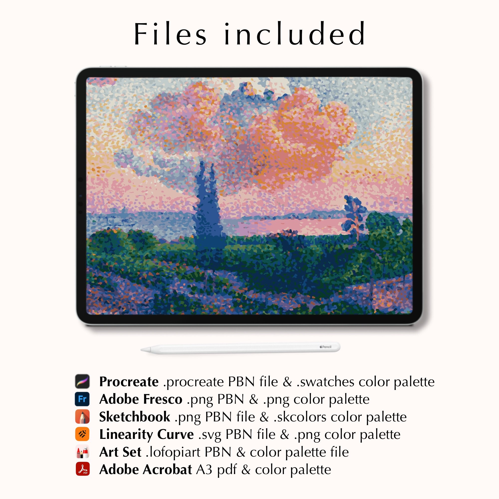 Paint by Number Kit Digital, Procreate, Fresco, Sketchbook, Art Set ...