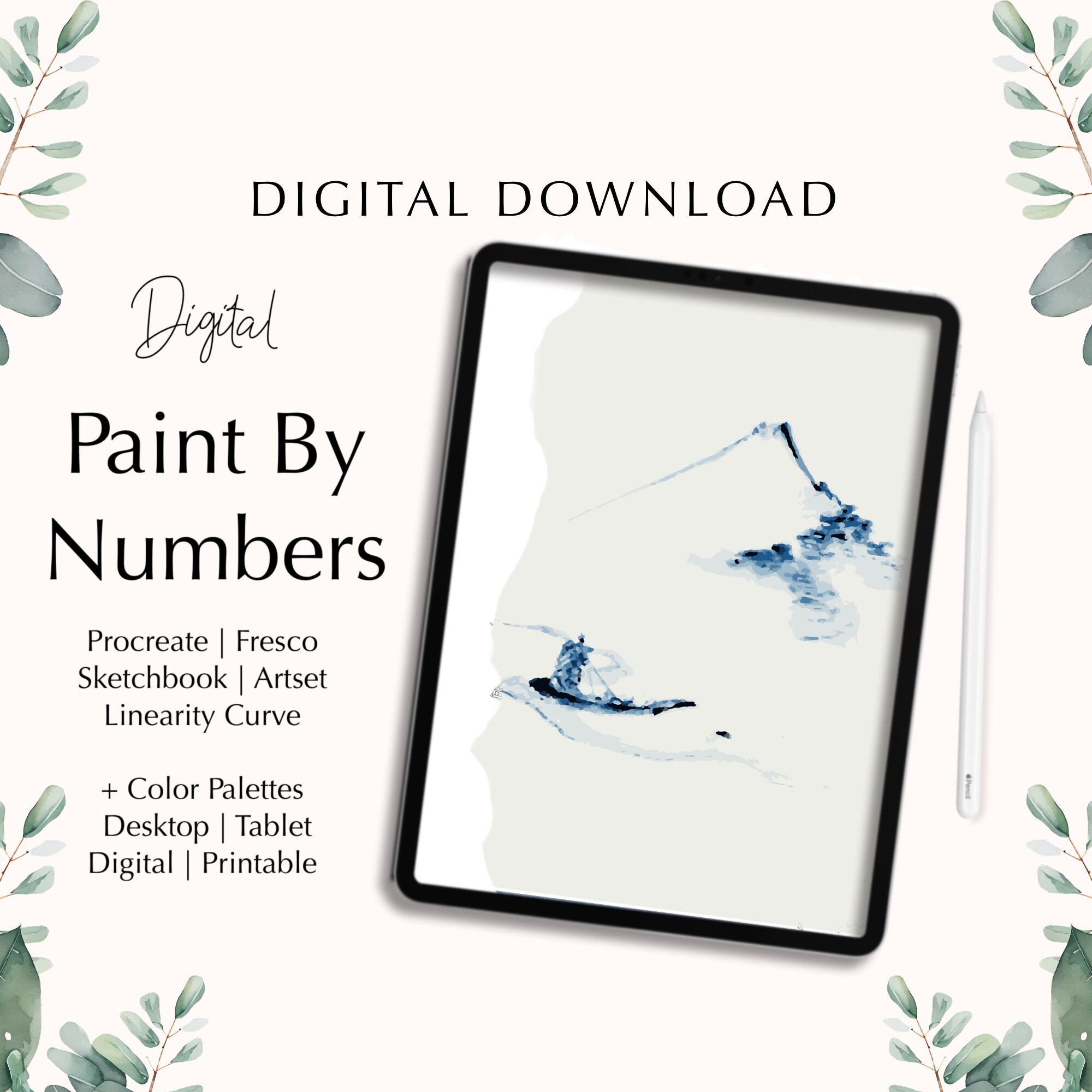 Paint by Number Kit Digital Procreate Fresco Sketchbook - Etsy