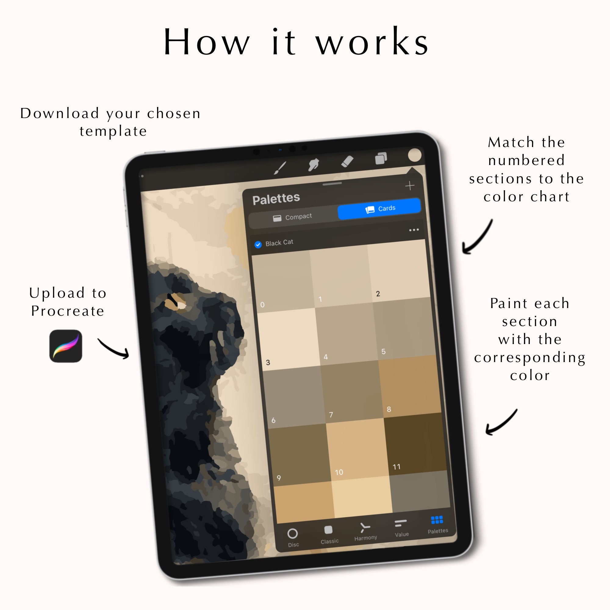 Paint by Number Kit for Procreate Including Color Palettes, Digital ...