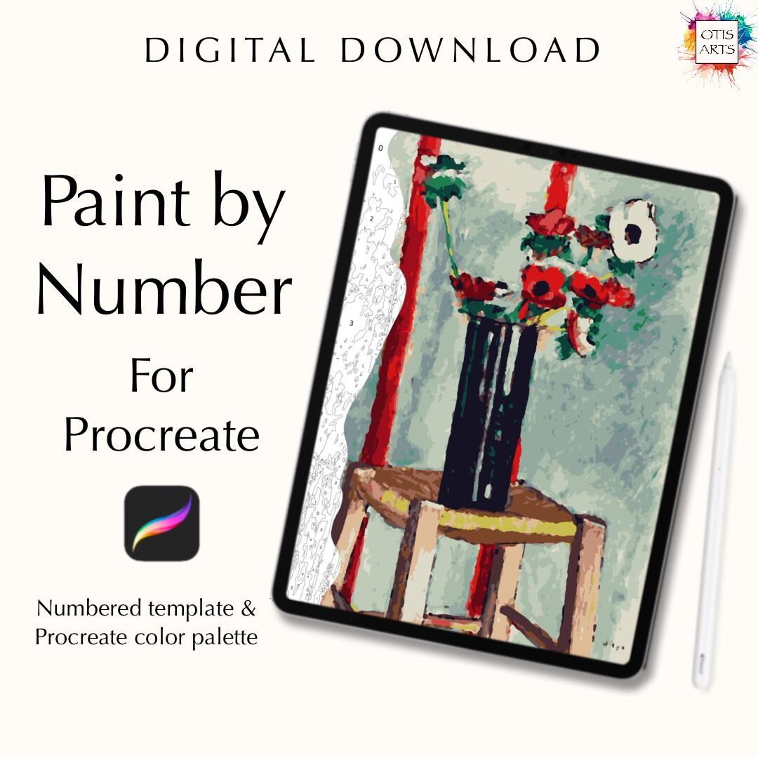 Paint by Number Kit Digital, Procreate, Fresco, Sketchbook, Art Set ...