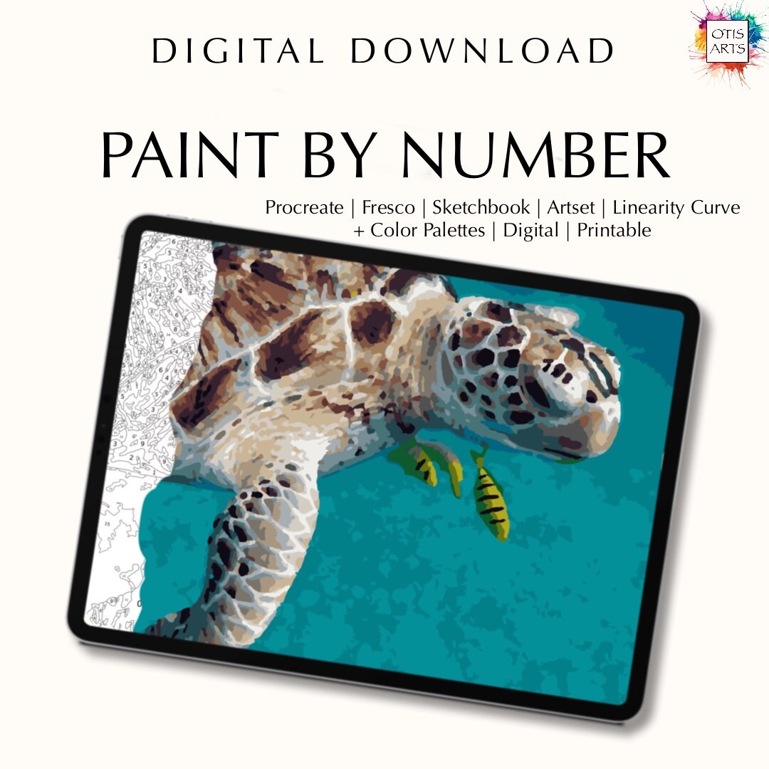 Sea Turtle Paint by Number Kit Adult Printable & Digital Download Art ...