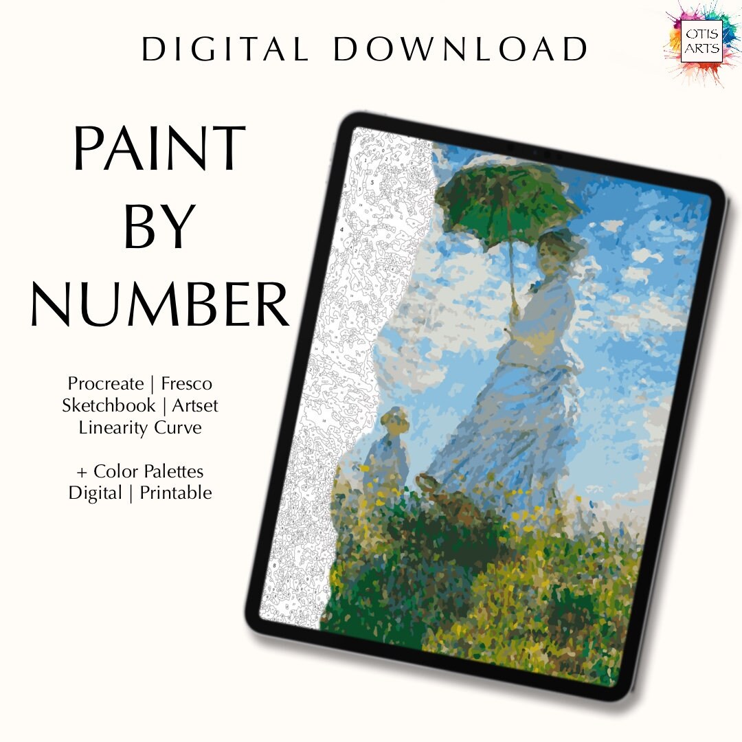 Paint by Number Kit Digital, Procreate, Fresco, Sketchbook, Art Set ...