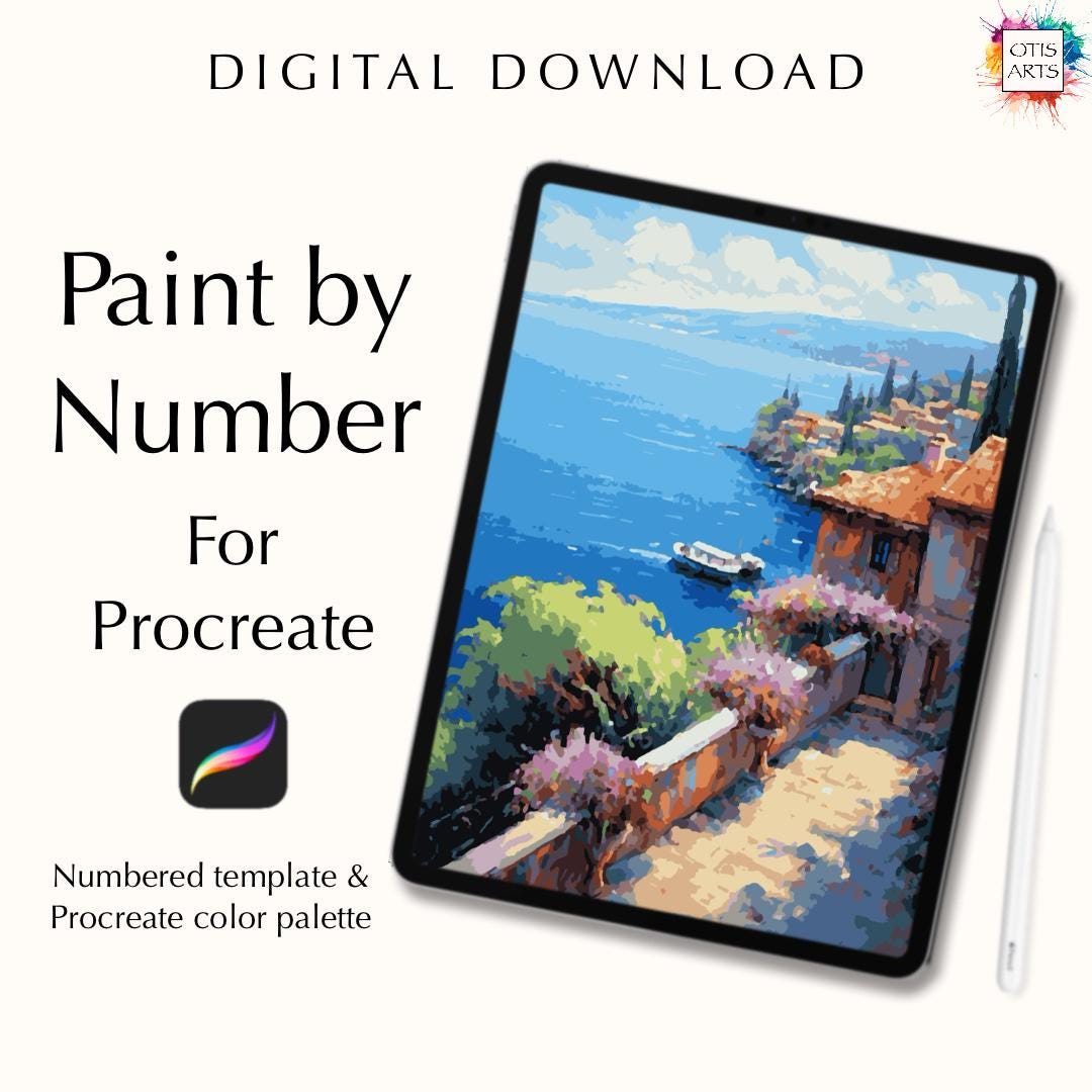 Garden by the Beach Paint by Number Digital Painting Kit for Procreate ...