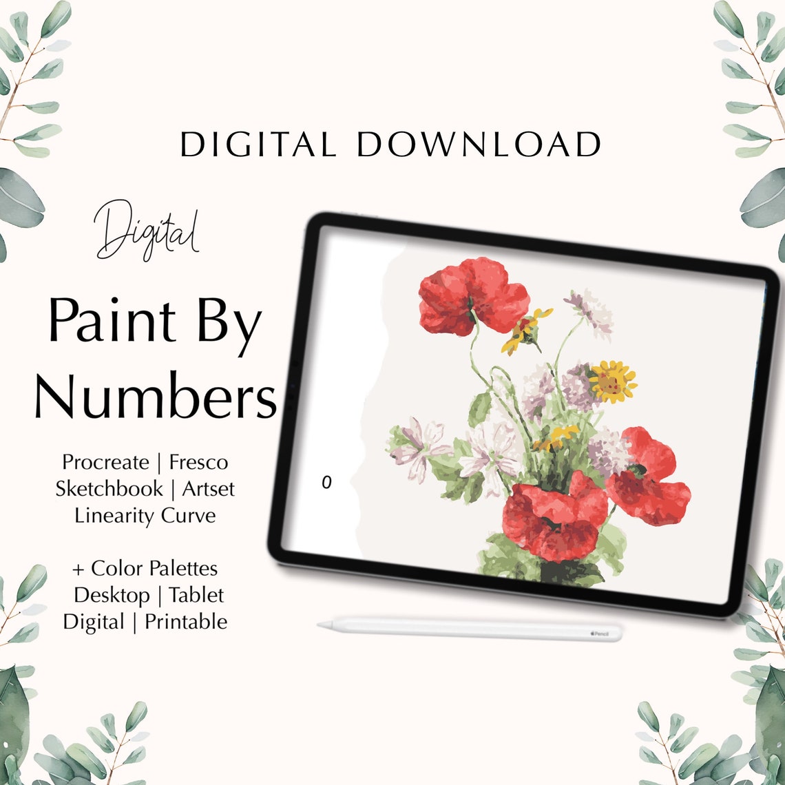 Paint by Number Kit Digital Procreate Fresco Sketchbook - Etsy