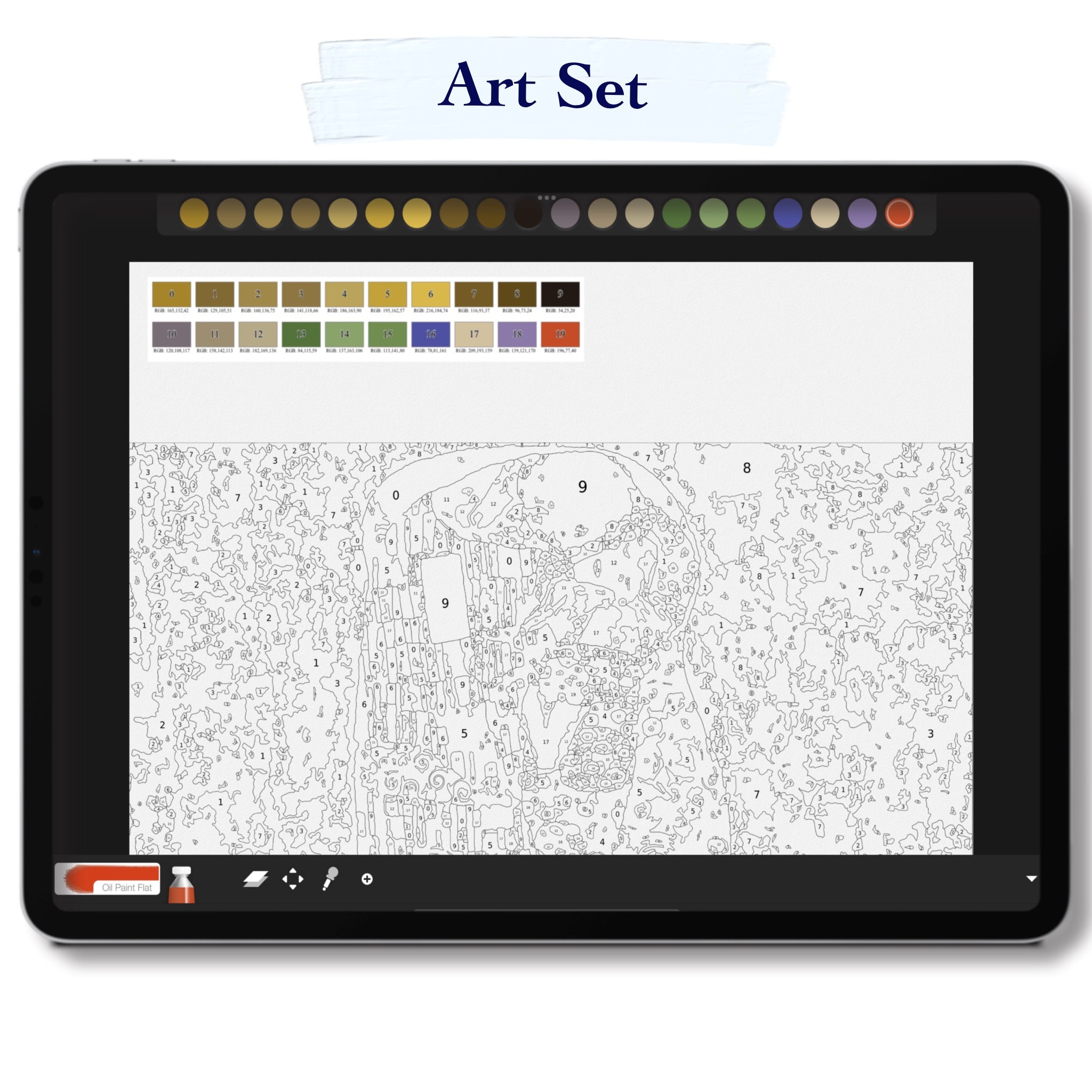 Paint by Number Kit Digital Procreate Sketchbook and Art Set - Etsy