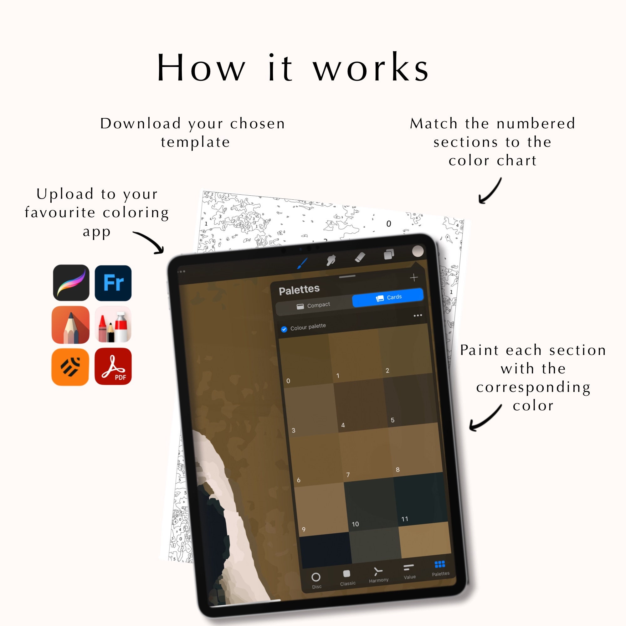 Paint by Number Kit Digital Procreate Fresco Sketchbook - Etsy