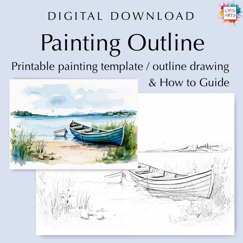 Rowing Boat Outline Drawing, PDF Digital Download for Coloring or ...
