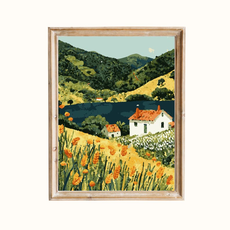 Farm Landscape Paint by Number Digital Painting Kit for Procreate - Etsy