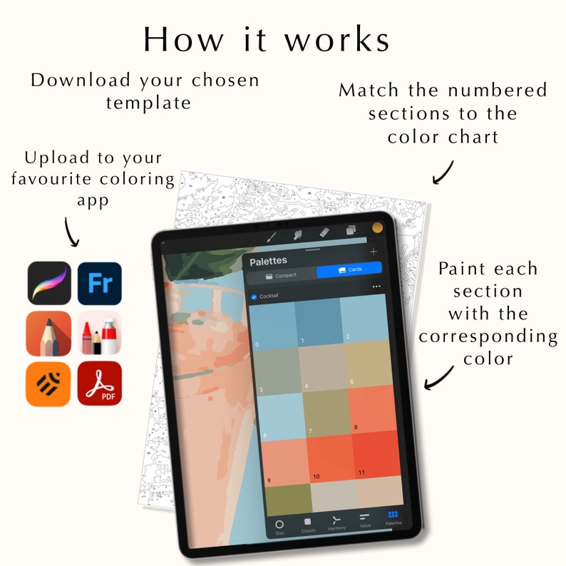 Cocktail Paint by Number Kit Adult Printable & Digital Art Procreate ...