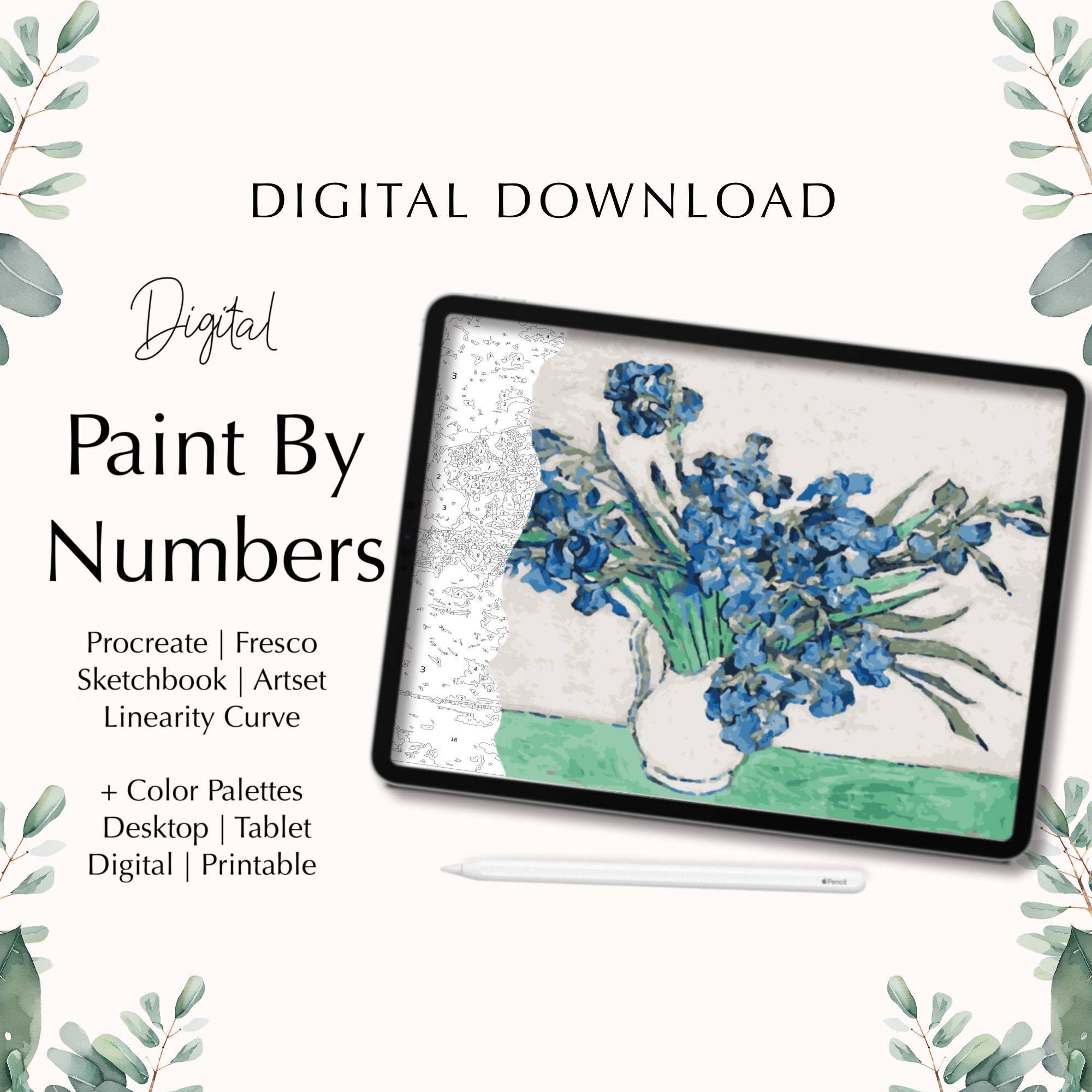 Paint by Number Kit Digital Procreate Fresco Sketchbook - Etsy