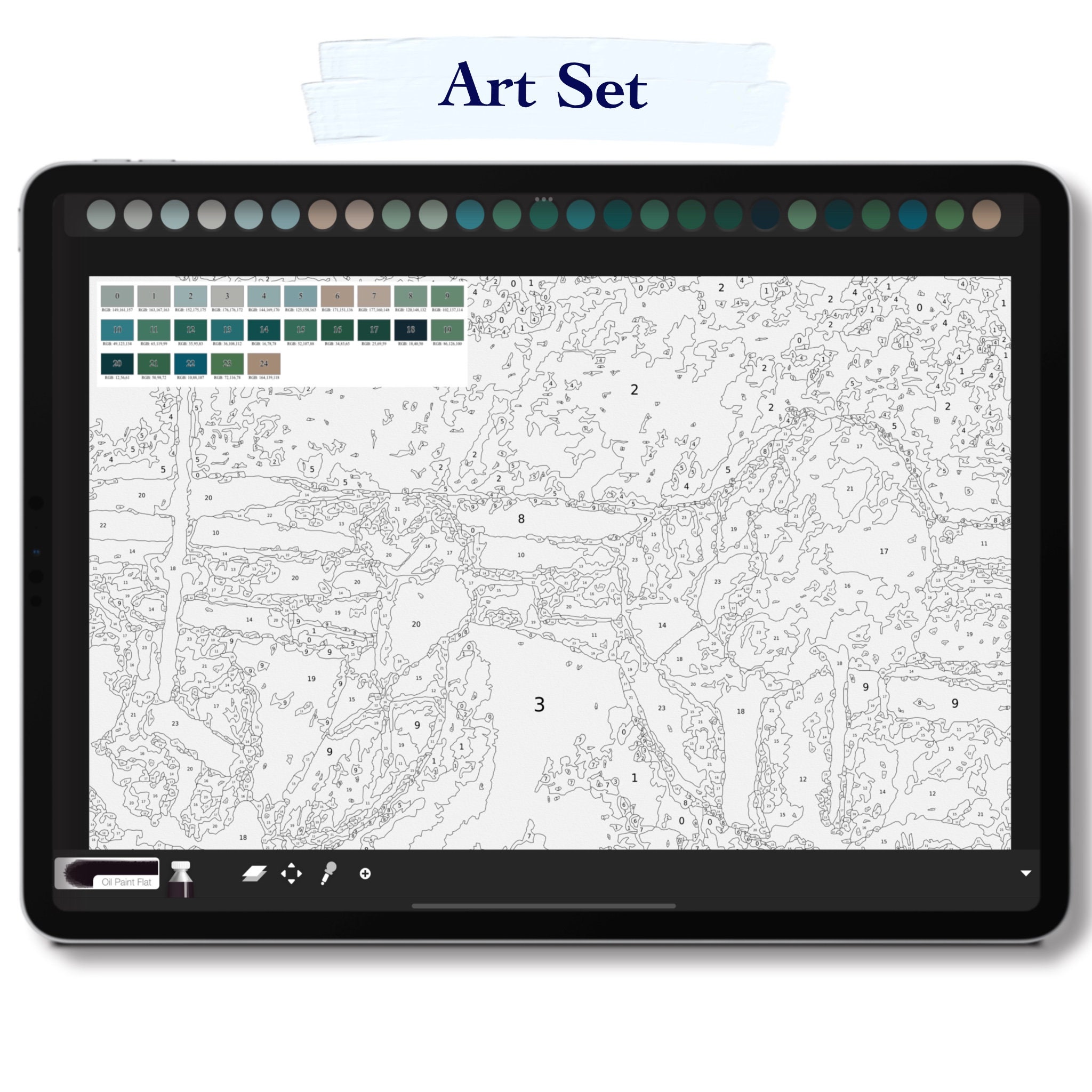 Paint by Number Kit Digital Procreate Sketchbook and Art Set - Etsy
