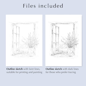 Spring Window Outline Drawing, PDF Digital Download for Coloring or ...