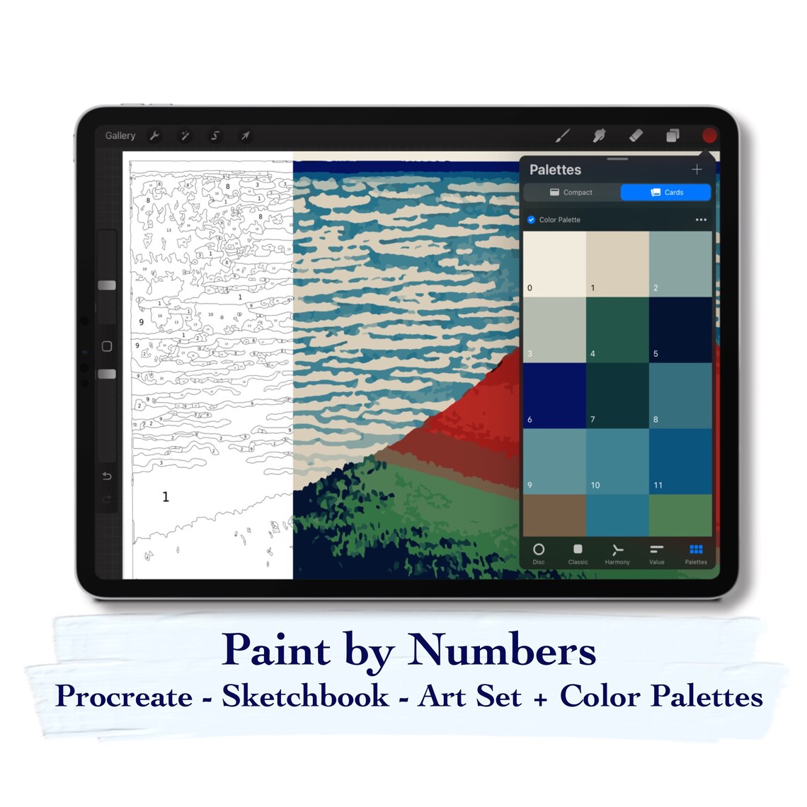 Paint by Number Kit Digital Procreate Sketchbook Art Set - Etsy