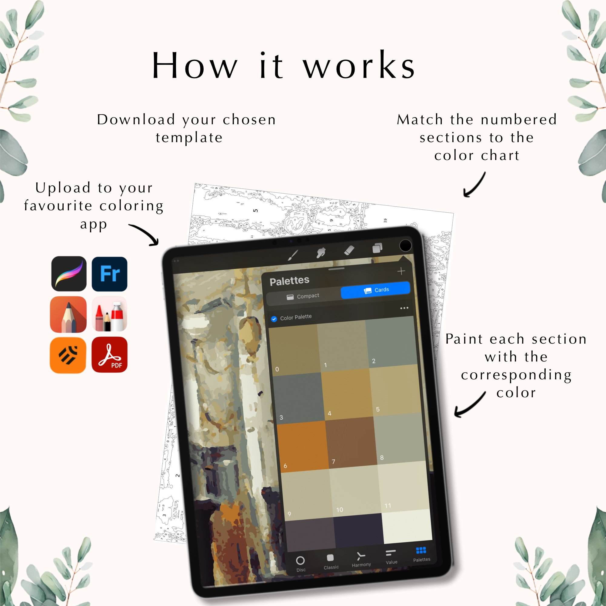 Paint by Number Kit Digital Procreate Fresco Sketchbook - Etsy