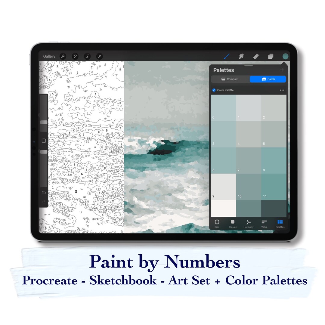 Paint by Number Kit Digital Procreate Sketchbook and Art Set - Etsy