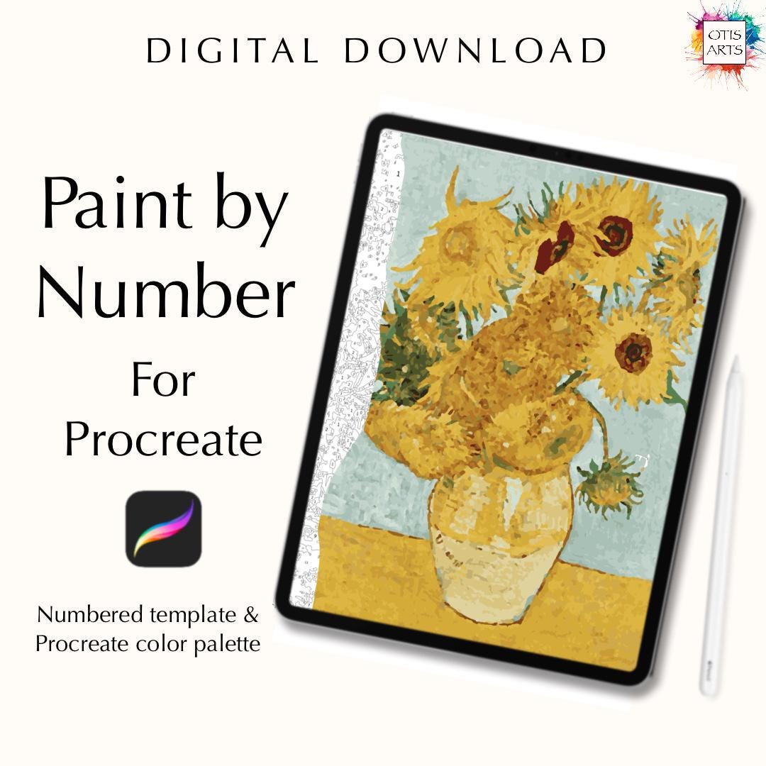 Paint by Number Kit Digital, Procreate, Fresco, Sketchbook, Art Set ...
