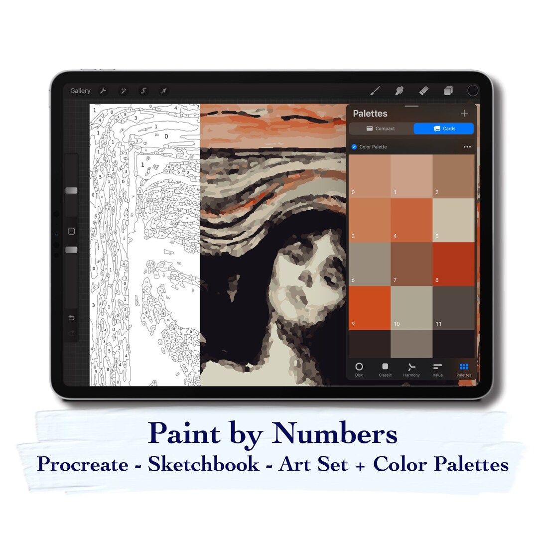 Paint by Number Kit Digital, Procreate, Sketchbook and Art Set ...