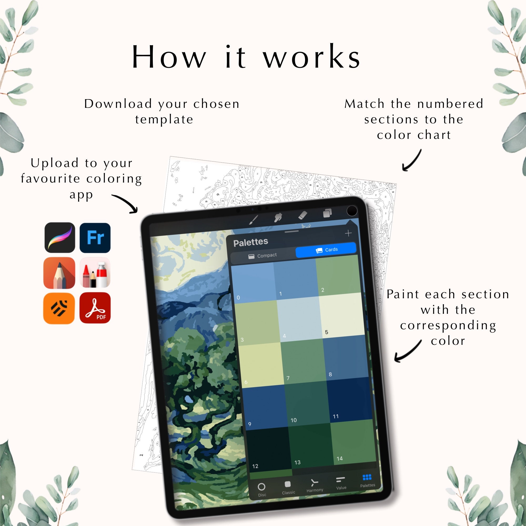 Paint by Number Kit Digital Procreate Sketchbook and Art Set - Etsy