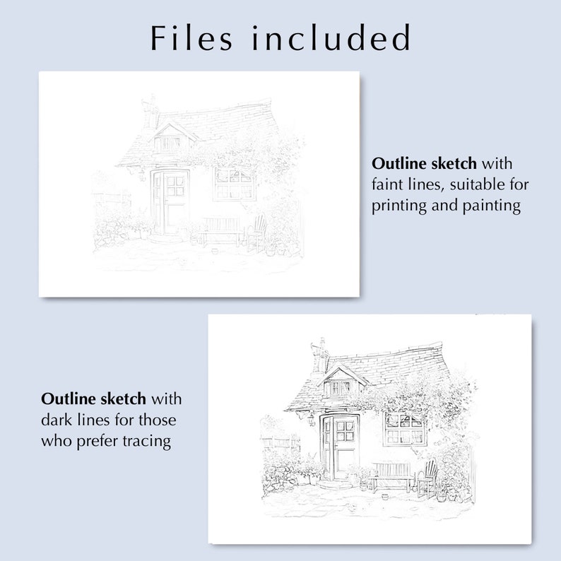 Cosy Cottage Outline Drawing, PDF Digital Download for Coloring or ...