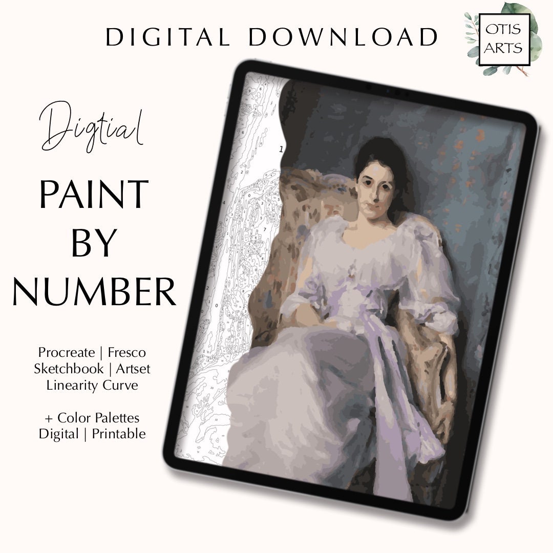 Paint by Number Kit Digital, Procreate, Fresco, Sketchbook, Art Set ...