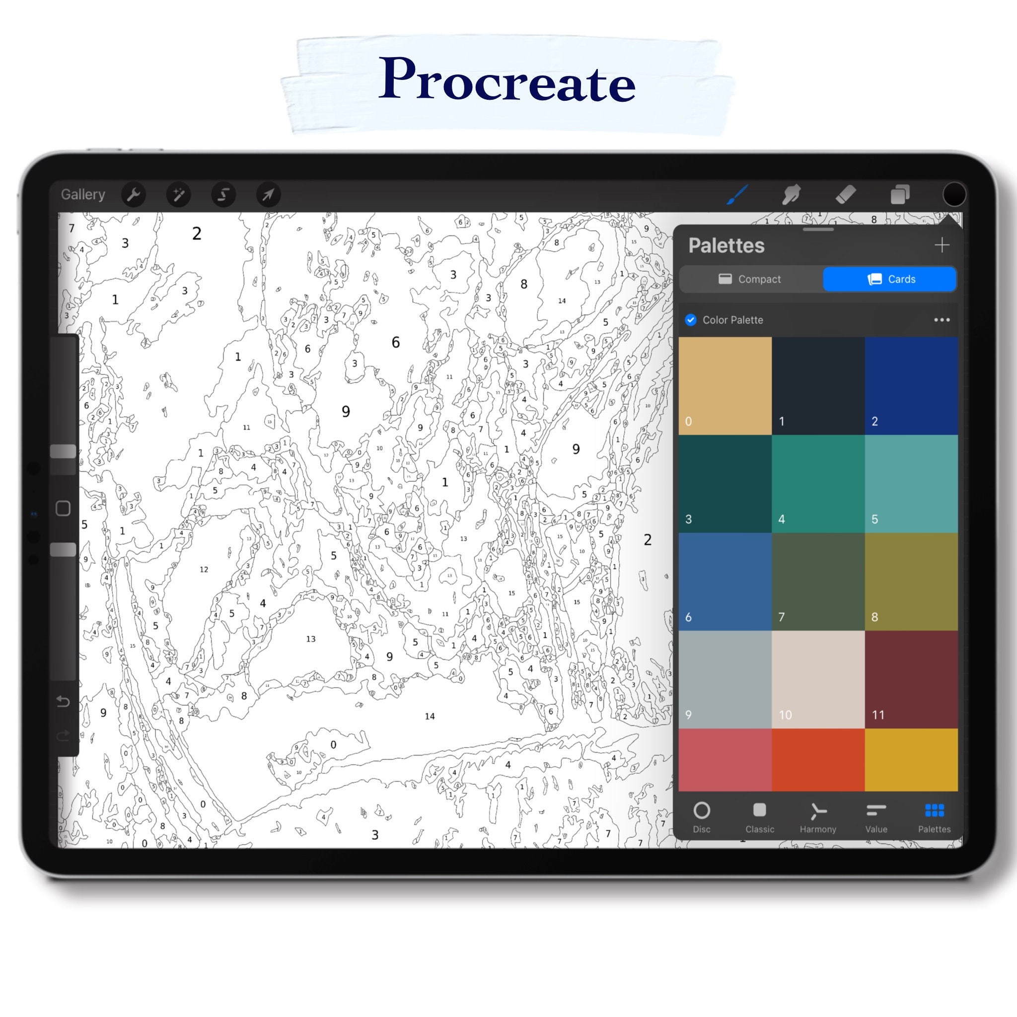 Paint by Number Kit Digital Procreate Template and Sketchbook - Etsy