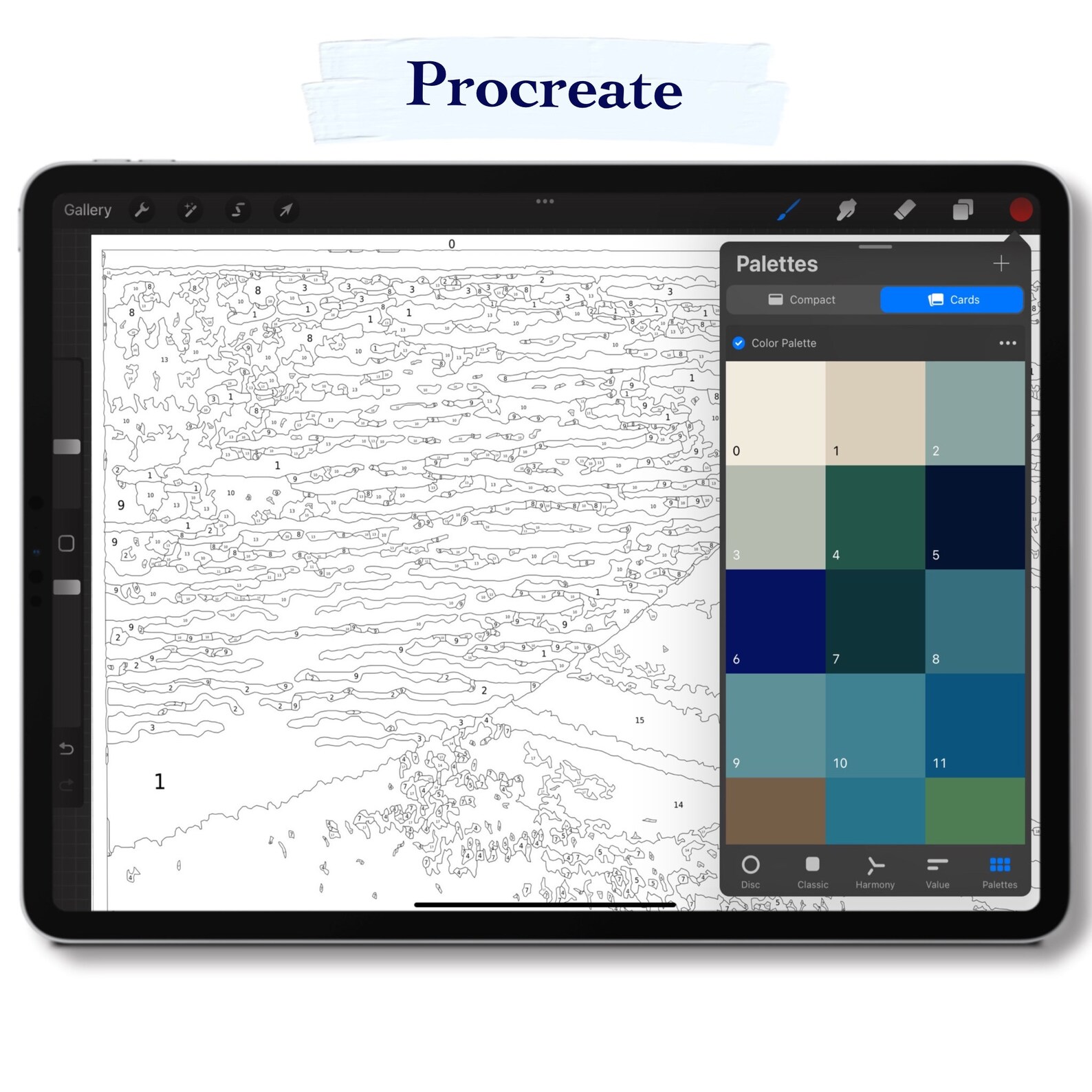 Paint by Number Kit Digital Procreate Sketchbook Art Set - Etsy